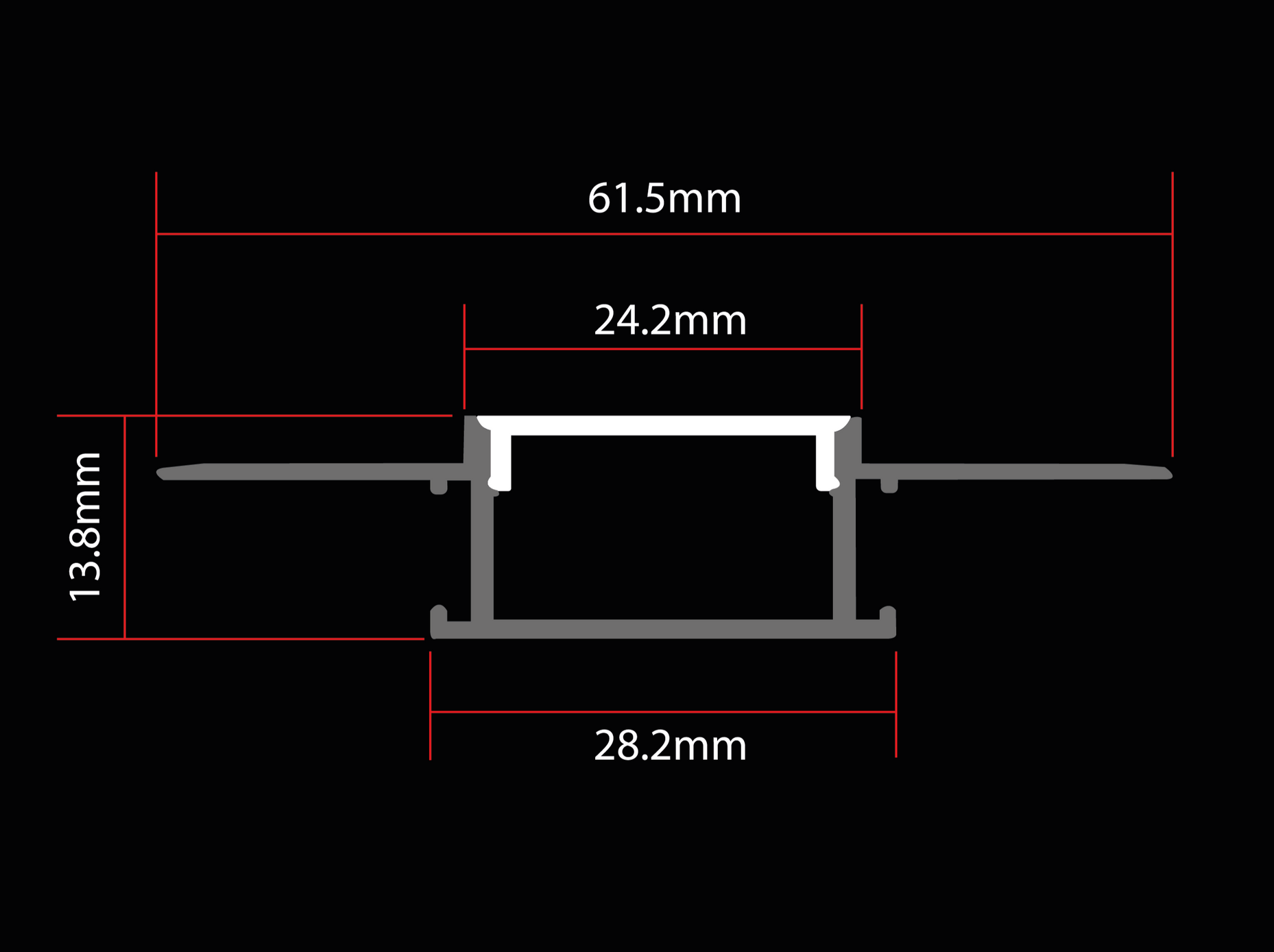 2m Wide Plaster-In LED Profile Extrusion Channel | Aluminium Trunking ...