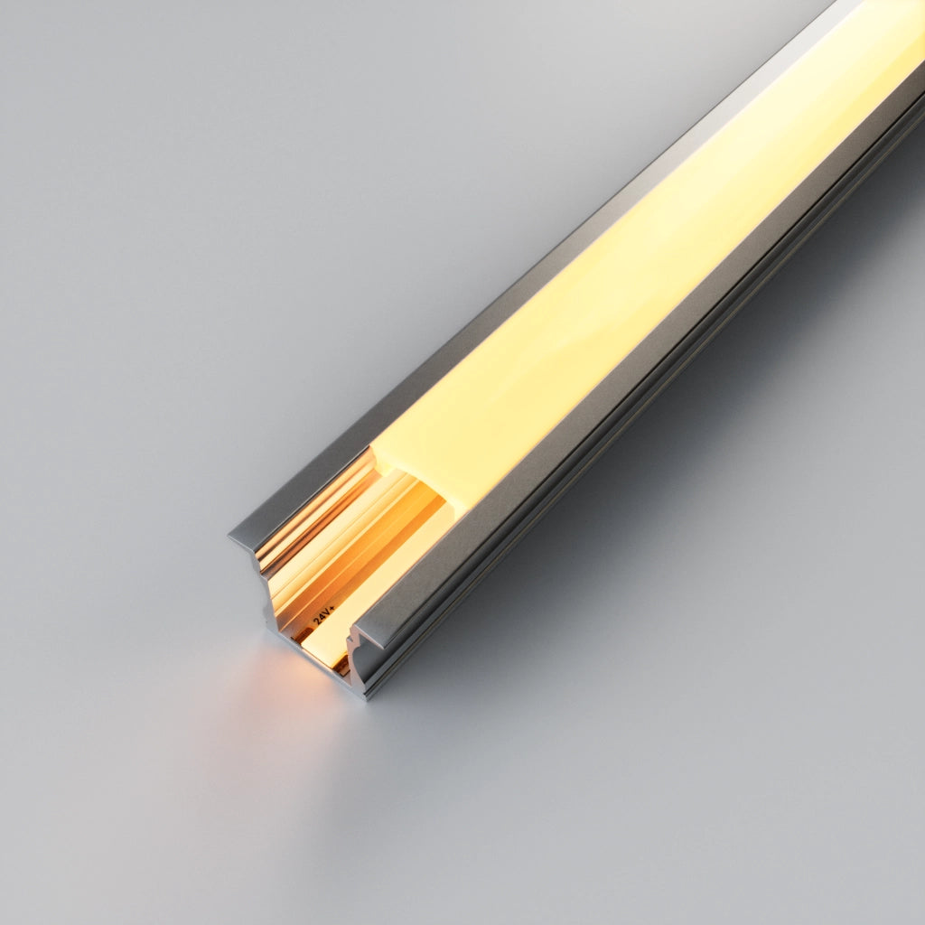 20m (10 x 2m) ALU09 Recessed Aluminium LED Profile Channel, 23.3 x 15 ...
