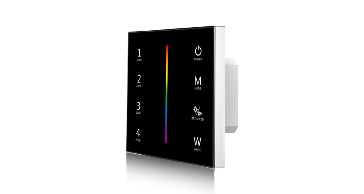 Black Wall Switch for Colour LED strip. 4 Zones – LEDSpace